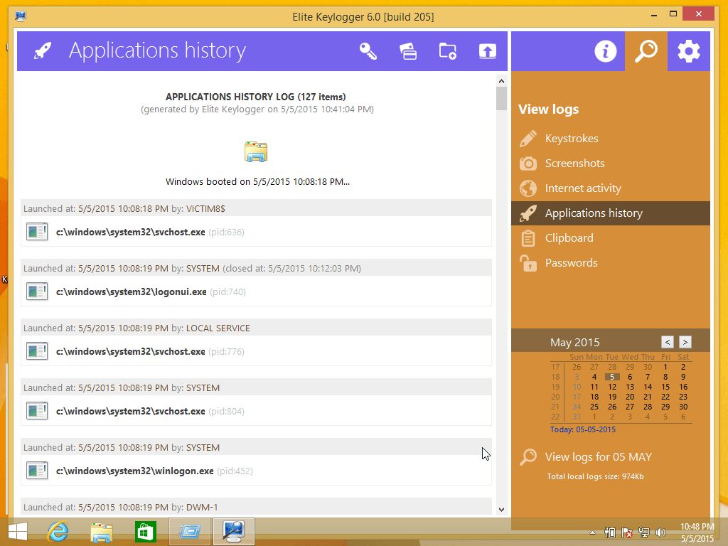 application history